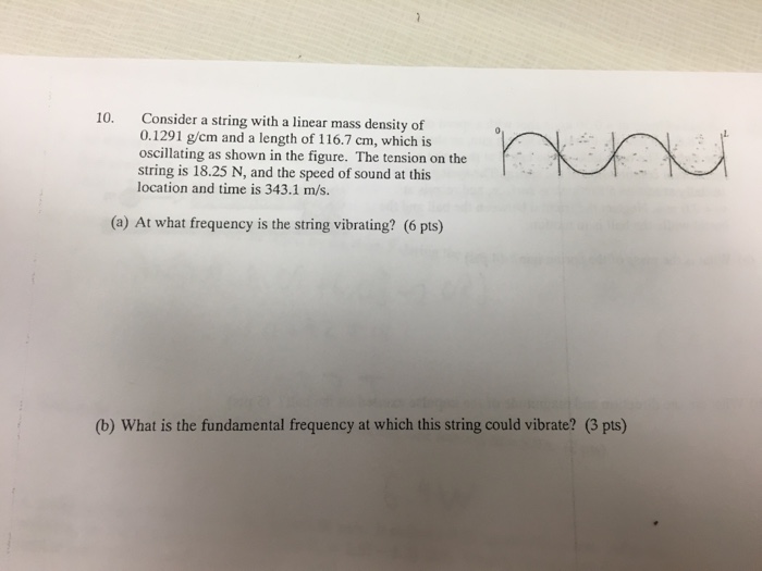 Solved 10. Consider a string with a linear mass density of | Chegg.com