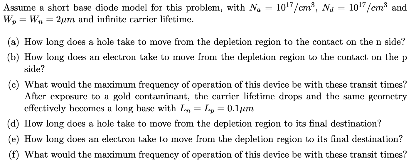 = 1017/cm", Na = 1017/cm2 and Assume a short base | Chegg.com