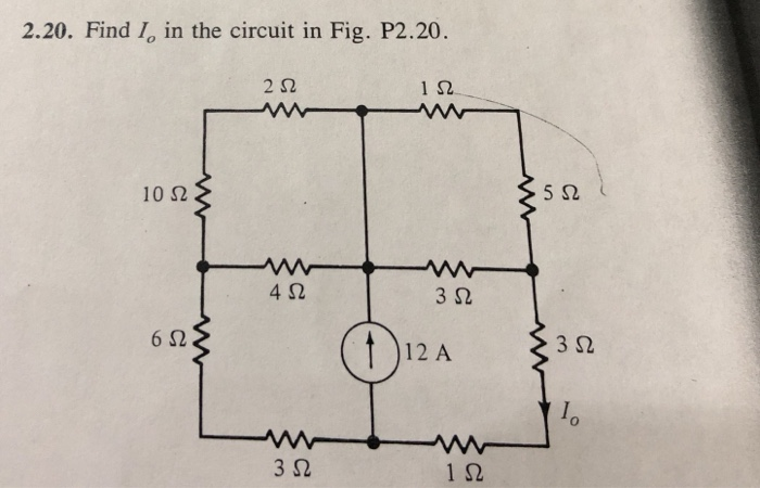 Solved 2.20. Find Io in the circuit in Fig. P2.20 2Ω ΙΩ. 10Ω | Chegg.com