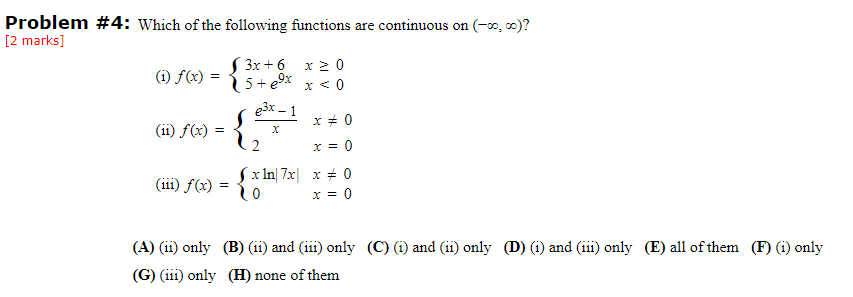 Solved Problem #4: Which of the following functions are | Chegg.com