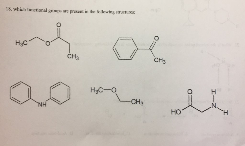 Solved 18. which functional groups are present in the | Chegg.com
