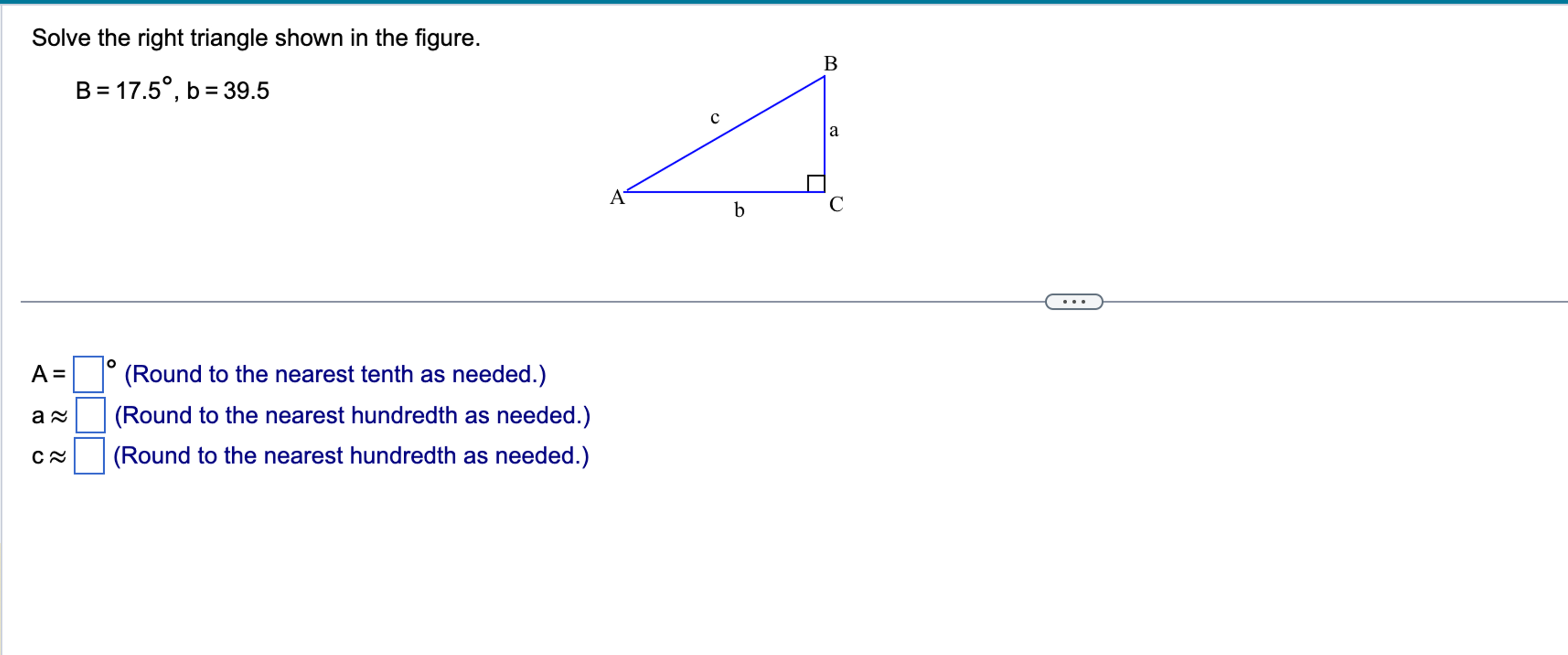 Solved Solve the right triangle shown in the | Chegg.com
