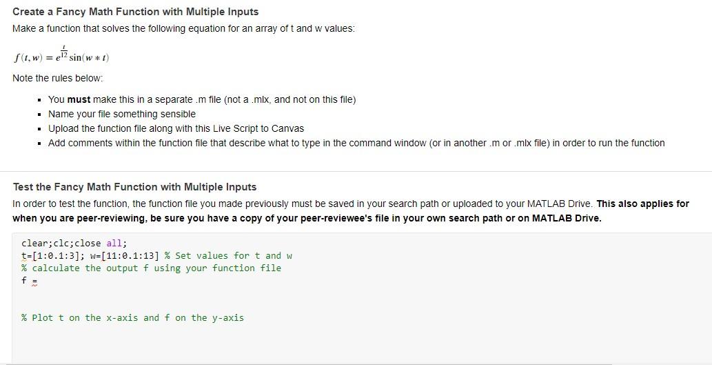 Solved Create a Fancy Math Function with Multiple Inputs | Chegg.com