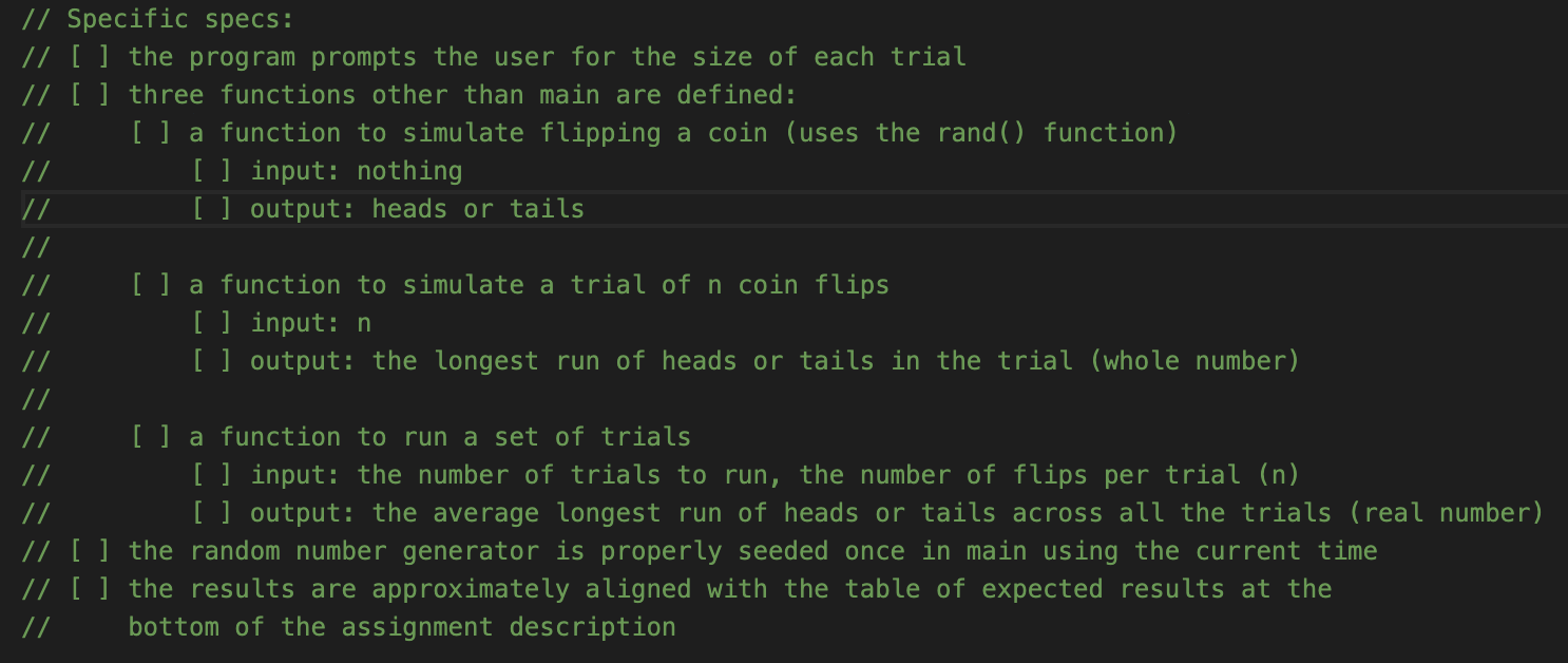 Solved // Specific specs: // [ ] the program prompts the | Chegg.com