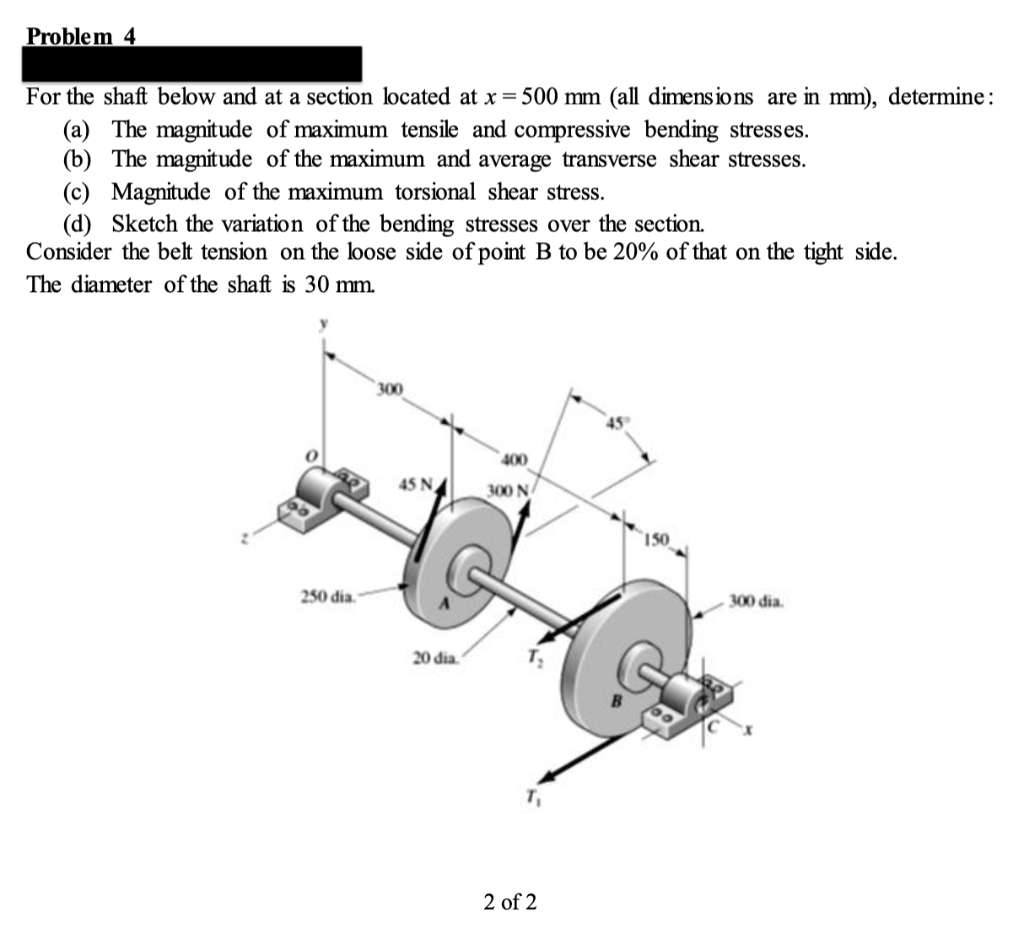 Solved Problem 4 For the shaft below and at a section | Chegg.com
