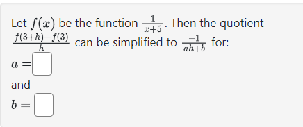 Solved Let f(x) be the function x+51. Then the quotient | Chegg.com