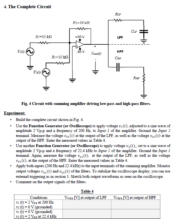 4. The Complete Circuit Fig. 4 Circuit with summing | Chegg.com