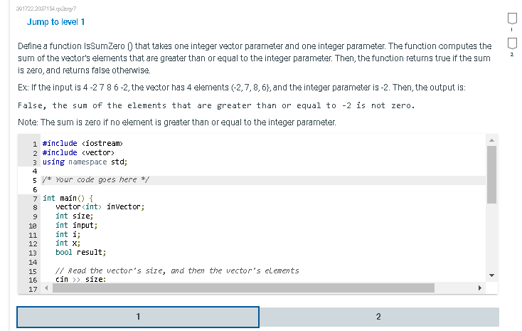 Solved 6.11.5: Functions with vector parameters. Level 1 | Chegg.com