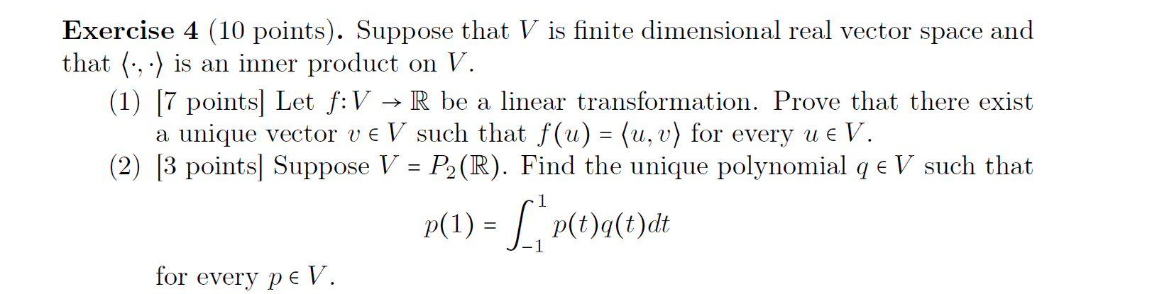 Solved Exercise 4 10 Points Suppose That V Is Finite