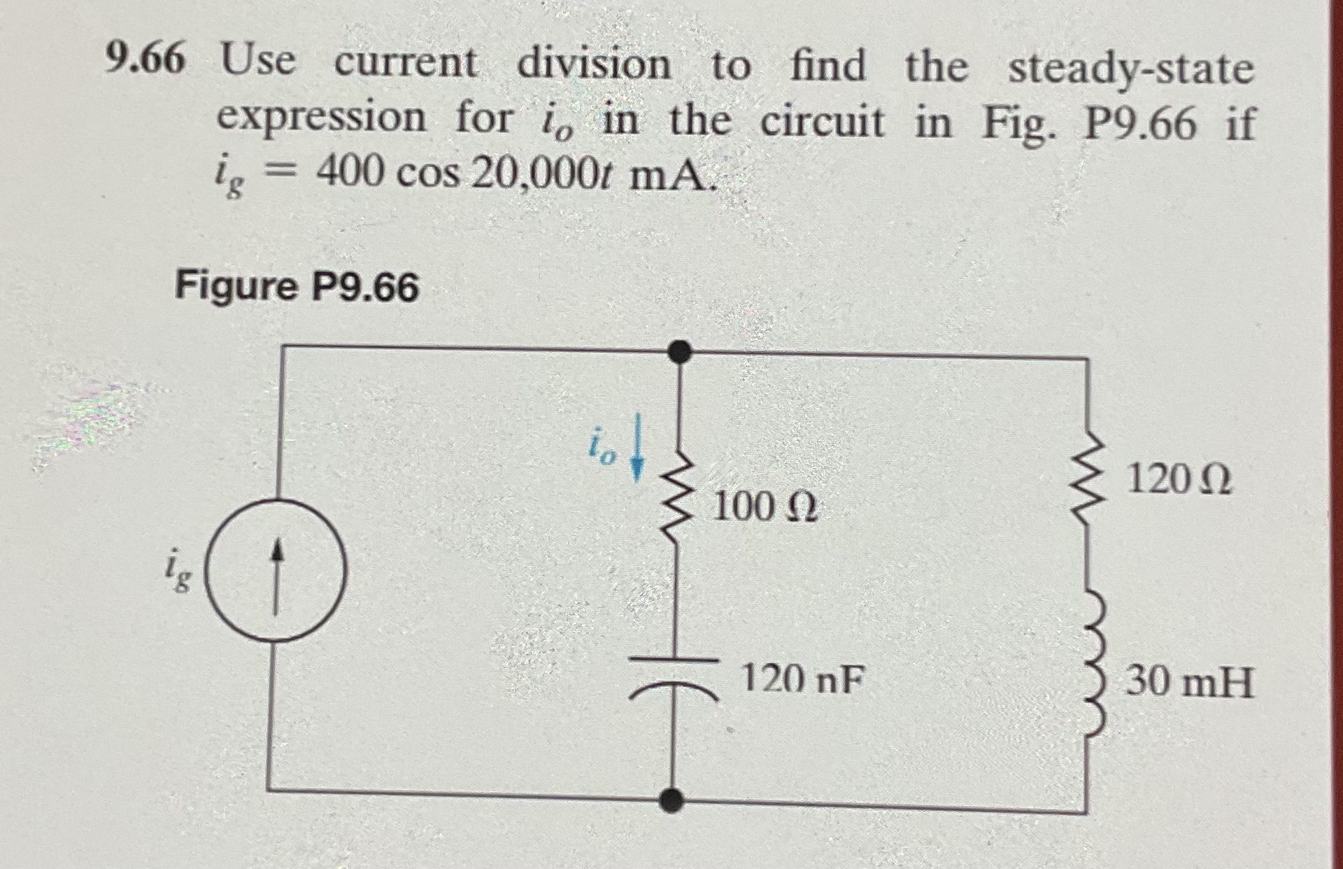 Solved 9.66 Use current division to find the steady-state | Chegg.com