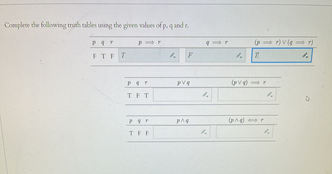 Solved Complete the following truth tables using the given | Chegg.com
