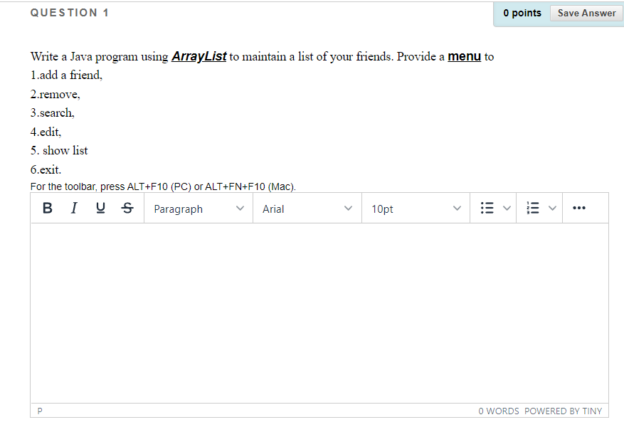 Solved QUESTION 1 0 points Save Answer Write a Java program | Chegg.com