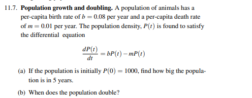 Solved 11.7. Population growth and doubling. A population of | Chegg.com
