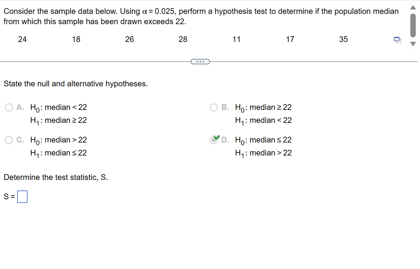 Solved Consider the sample data below. Using α=0.025, | Chegg.com