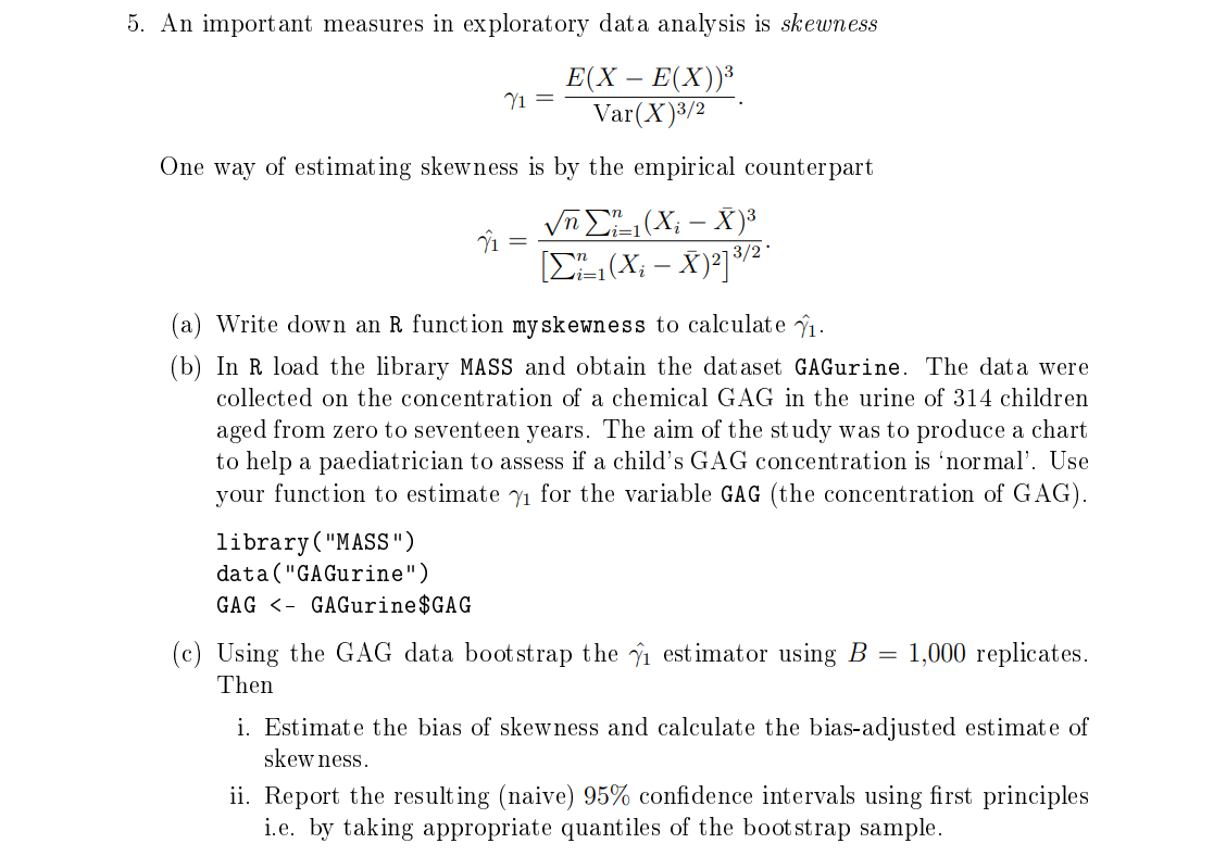 Solved 5. An important measures in exploratory data analysis | Chegg.com