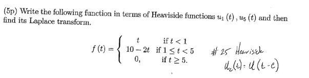 Solved (5p) Write the following function in terms of | Chegg.com