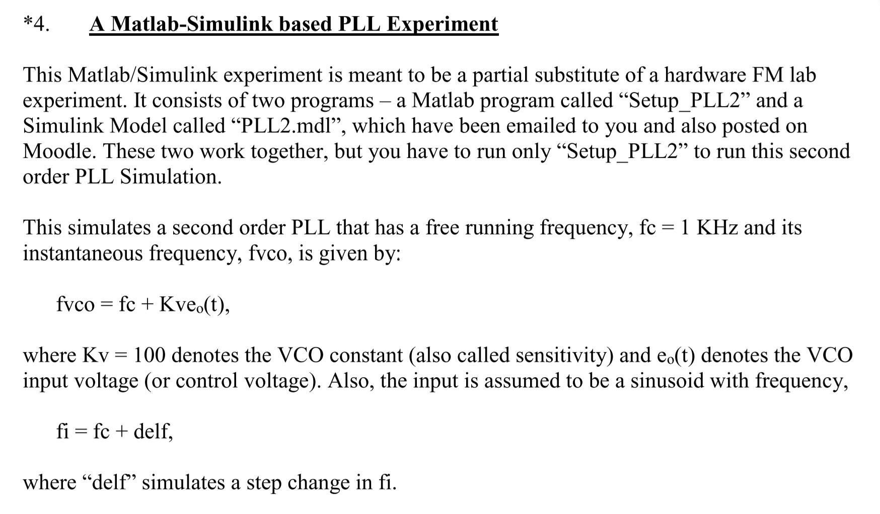 *4. A Matlab-Simulink based PLL Experiment This | Chegg.com