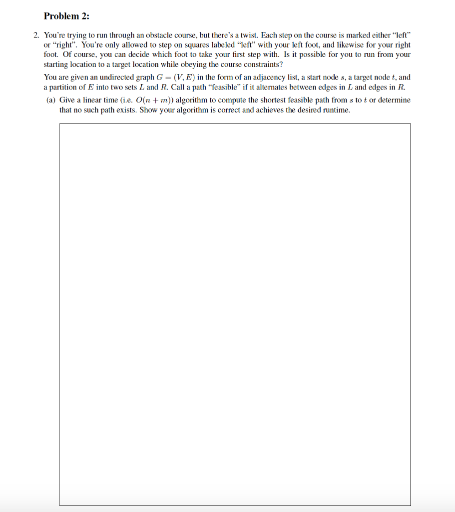 Solved Problem 2: 2. You're trying to run through an | Chegg.com