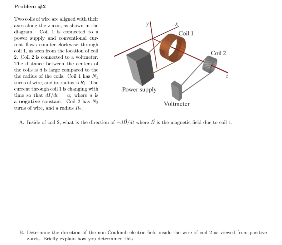 Solved Problem #2 X Coil 1 Coil 2 Two coils of wire are | Chegg.com