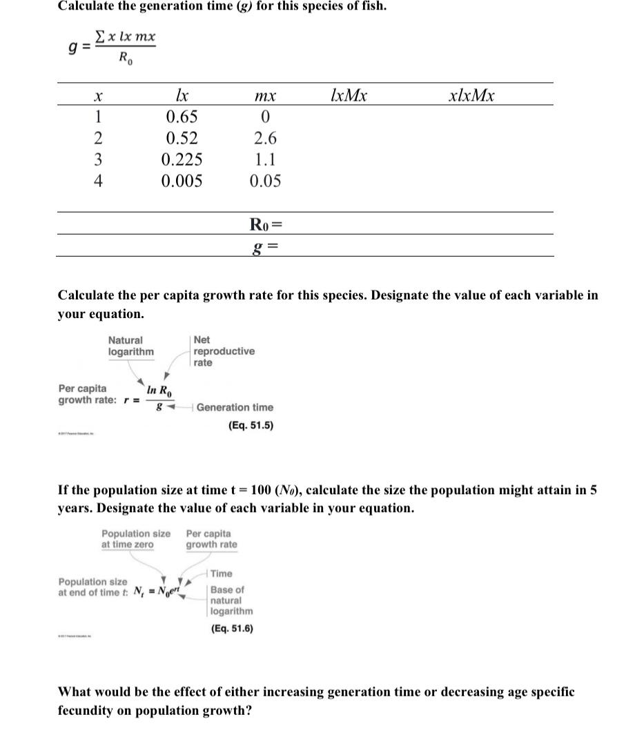 Solved Calculate the generation time (g) for this species of | Chegg.com