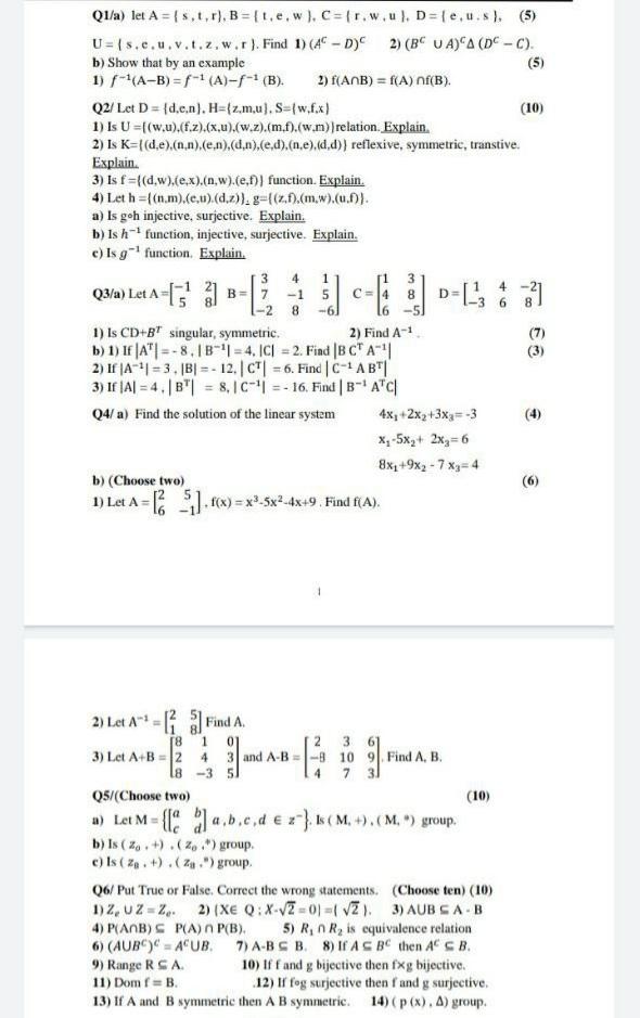 Solved Q1/a) let A = { s, t,r), B = {t,e,w), Cofr.w.u!, | Chegg.com