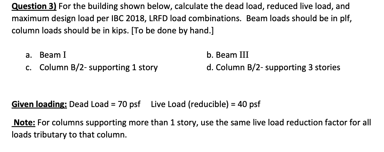 Solved Question 3) For the building shown below, calculate | Chegg.com