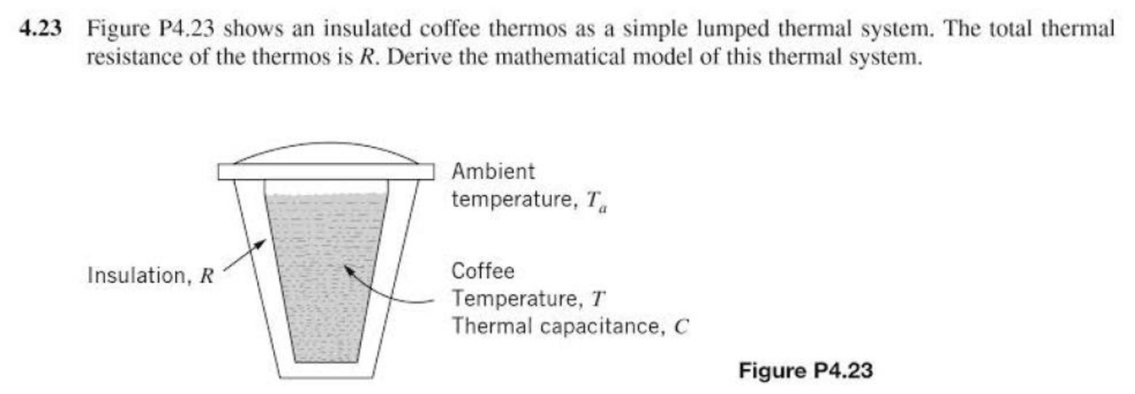 Solved 4.23 Figure P4.23 shows an insulated coffee thermos | Chegg.com