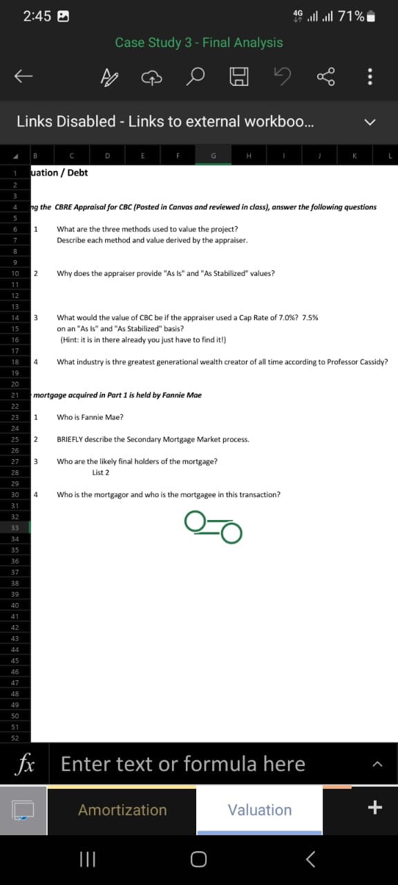 Solved uation / ﻿Debtin the CBRE Appraisal for CBC (Posted | Chegg.com