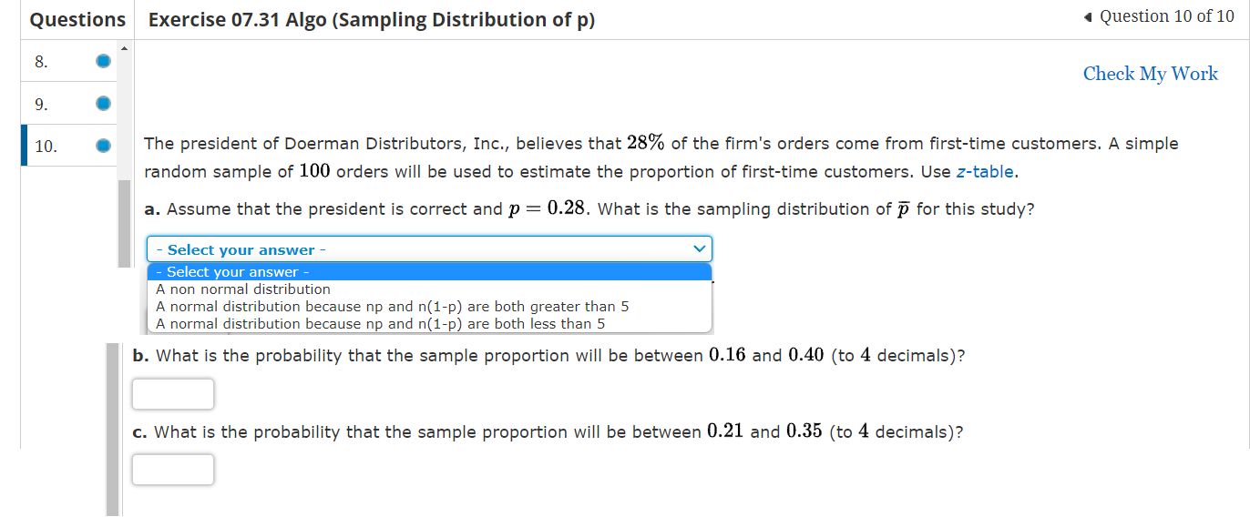 Solved Exercise 07.31 Algo (Sampling Distribution of p ) 4 | Chegg.com