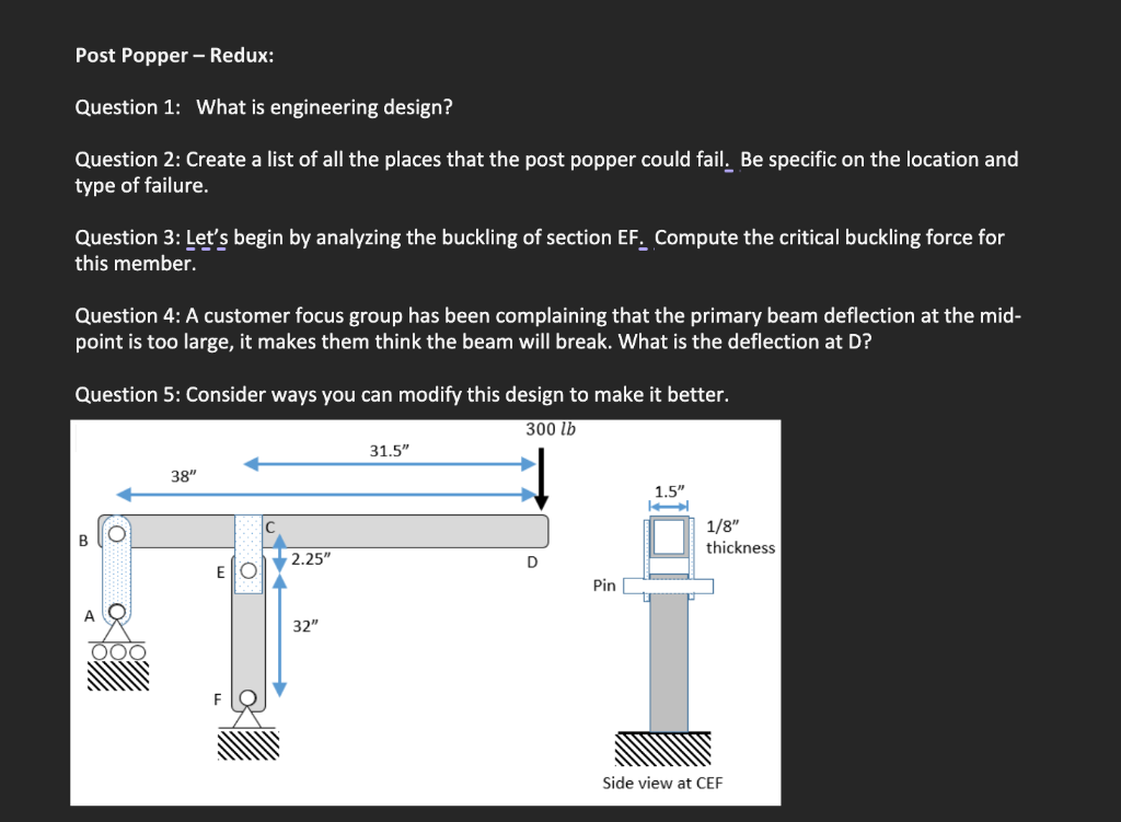 Solved Post Popper - Redux: Question 1: What is engineering | Chegg.com