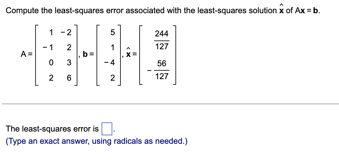 Solved Compute the least-squares error associated with the | Chegg.com
