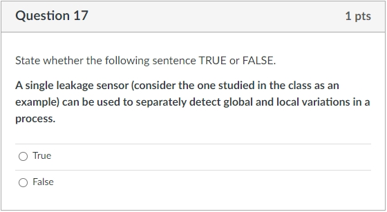 Solved Question 17State whether the following sentence TRUE | Chegg.com