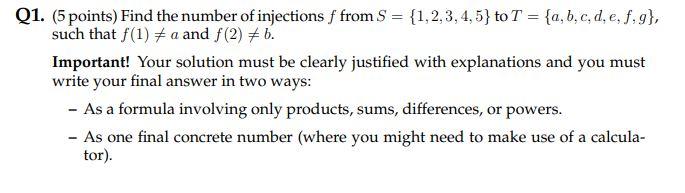 Solved 21. (5 points) Find the number of injections f from | Chegg.com