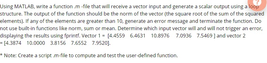 Solved Using MATLAB, write a function.m-file that will | Chegg.com