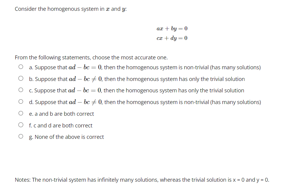 Solved Consider the homogenous system in x ﻿ and y ﻿: | Chegg.com