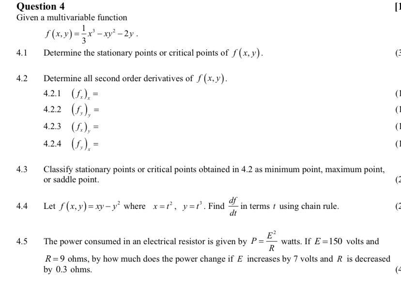 Solved C Question 4 Given a multivariable function f(x,y)=1* | Chegg.com