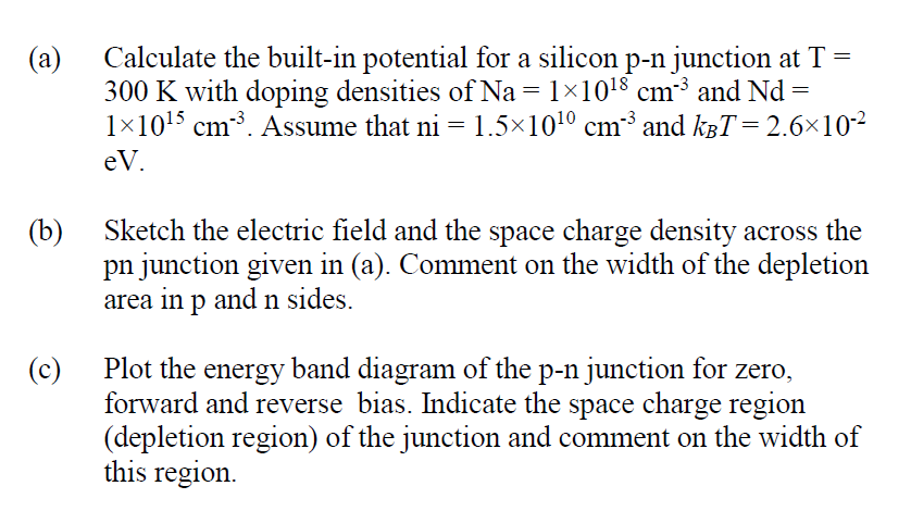 Solved (a) Calculate the built-in potential for a silicon | Chegg.com