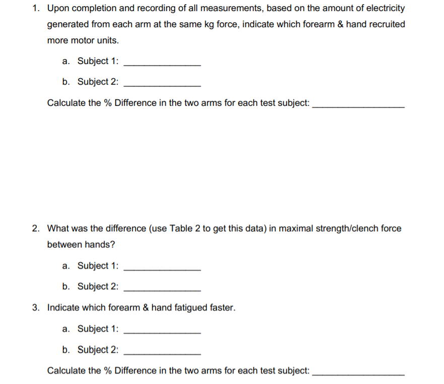 Solved Table 1. Increasing Clench Force Data (Motor unit | Chegg.com