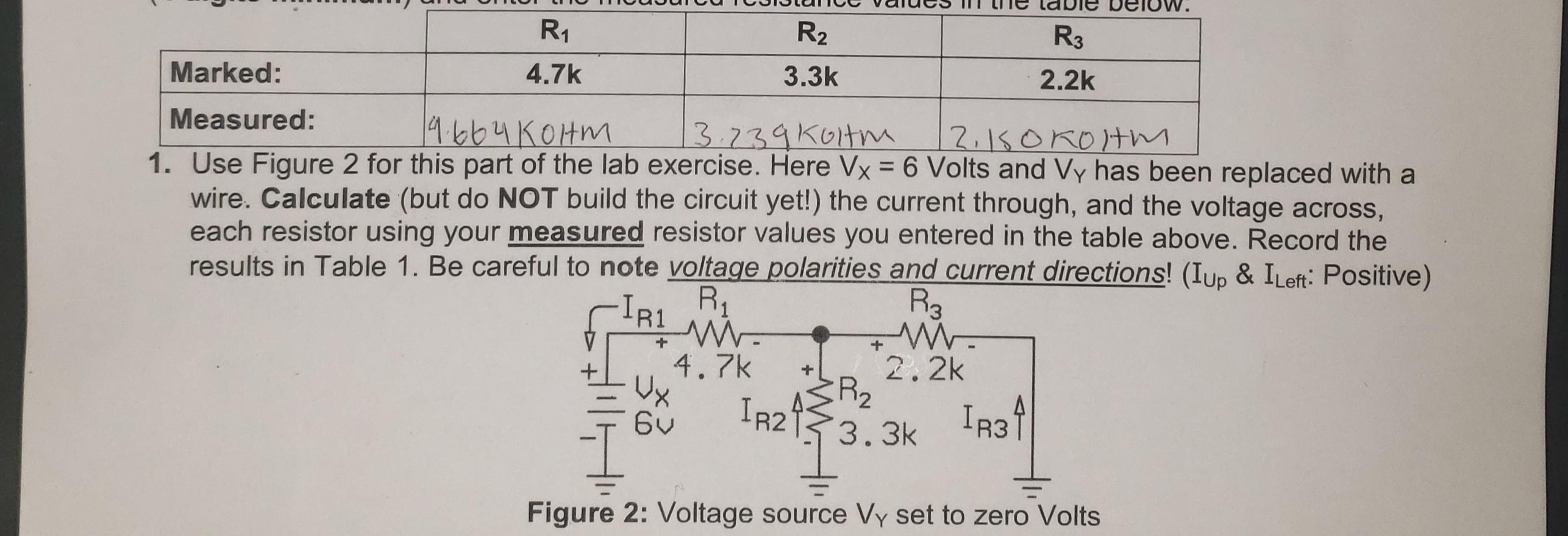 Solved R1 R2 R3 Marked: 4.7k 3.3k 2.2k Measured: 19.664 Kohm | Chegg.com