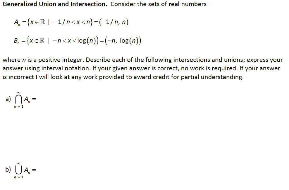 Solved Generalized Union and Intersection. Consider the sets | Chegg.com