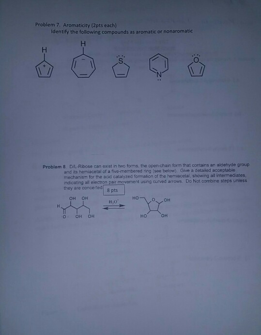 Solved Problem 7. Aromaticity (2pts each) Identify the | Chegg.com