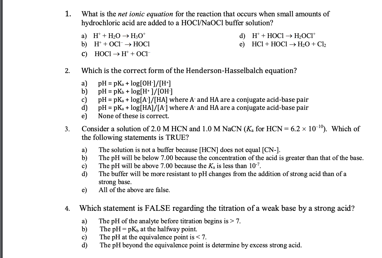 Solved 1. What is the net ionic equation for the reaction | Chegg.com