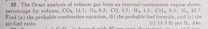 Solved 25. The Orsat analysis of exhaust gas from an | Chegg.com