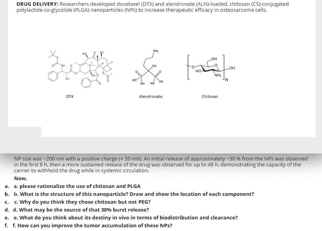 DRUG DELIVERY: Researchers developed docetaxel (DTX) | Chegg.com