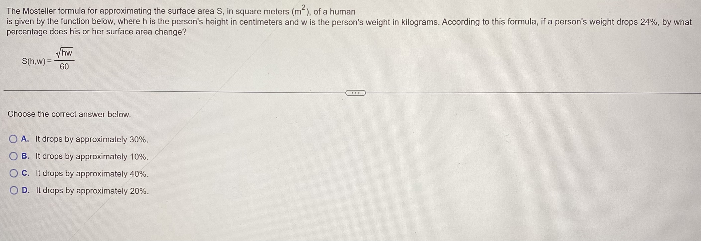 Solved The Mosteller formula for approximating the surface | Chegg.com