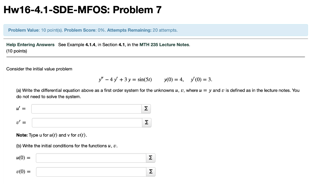 Solved Hw16-4.1-SDE-MFOS: Problem 7 Problem Value: 10 | Chegg.com