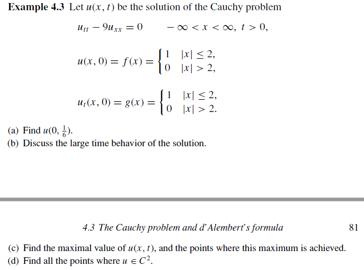 Solved Example 4.3 Let u(x, t) be the solution of the Cauchy | Chegg.com