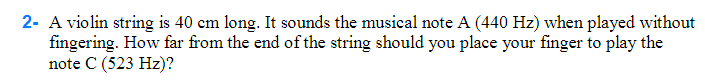 Solved 2. A violin string is 40 cm long. It sounds the | Chegg.com