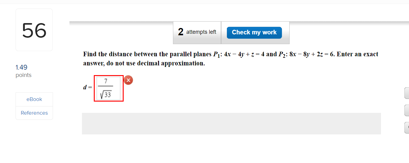 Solved Find the distance between the parallel planes | Chegg.com