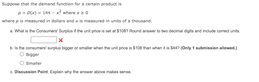 Solved Suppose that the demand function for a certain | Chegg.com